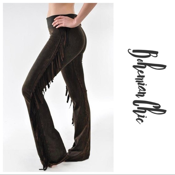 Haute Ellie | Pants & Jumpsuits | Bono Fringe Flare Boho Chic Pants ...